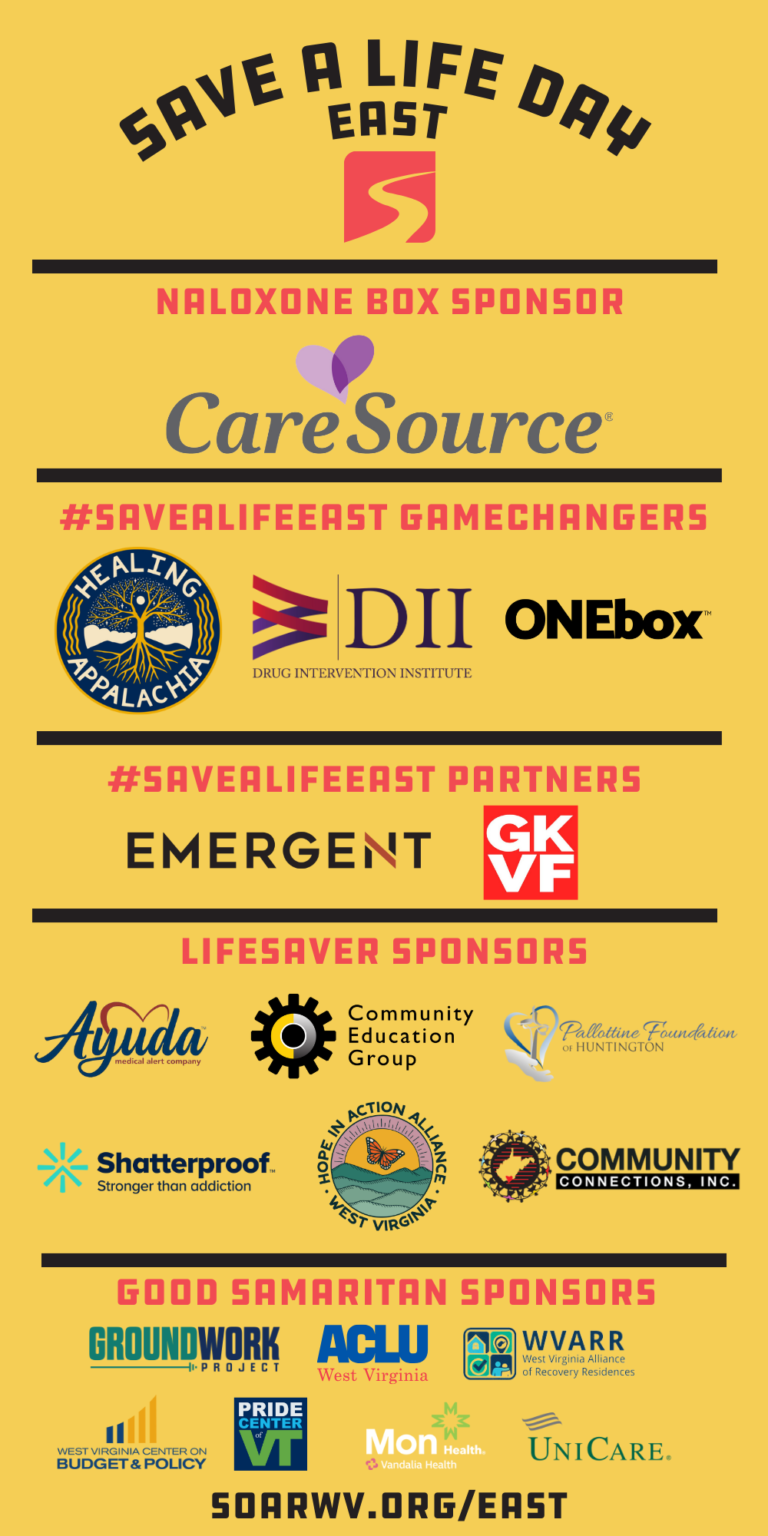Save a Life Day East (Free Naloxone Day) – Sep 26th 2024 - SOAR WV